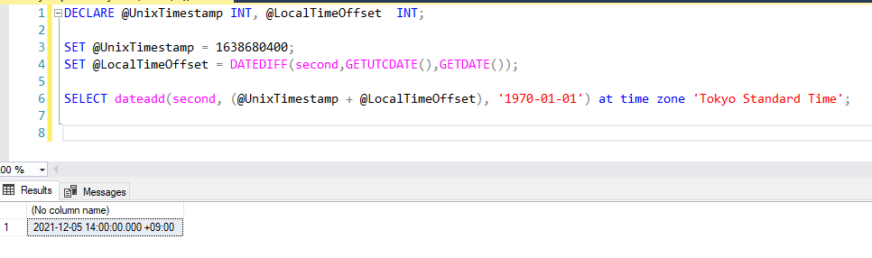 T SQL Unix Timestamp Datetime 